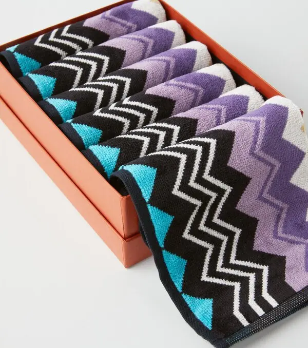 Missoni Giacomo Zigzag Set Of 6 Terry Face Towels - Multicoloured