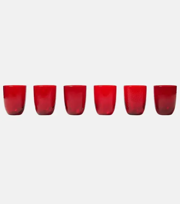 NASONMORETTI Idra Set Of 6 Glasses - Red