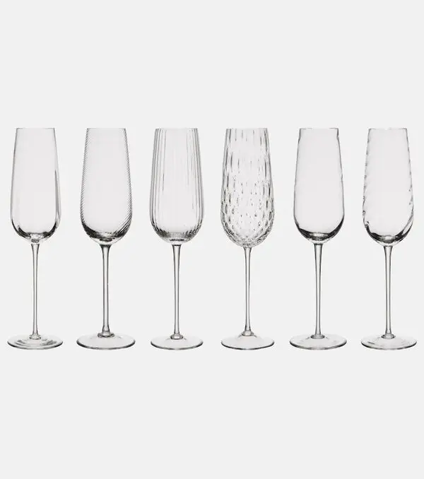NASONMORETTI Tolomeo Set Of 6 Champagne Flute Glasses
