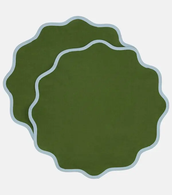 La DoubleJ Rainbow Bosco Cloud Set Of 2 Placemats - Green