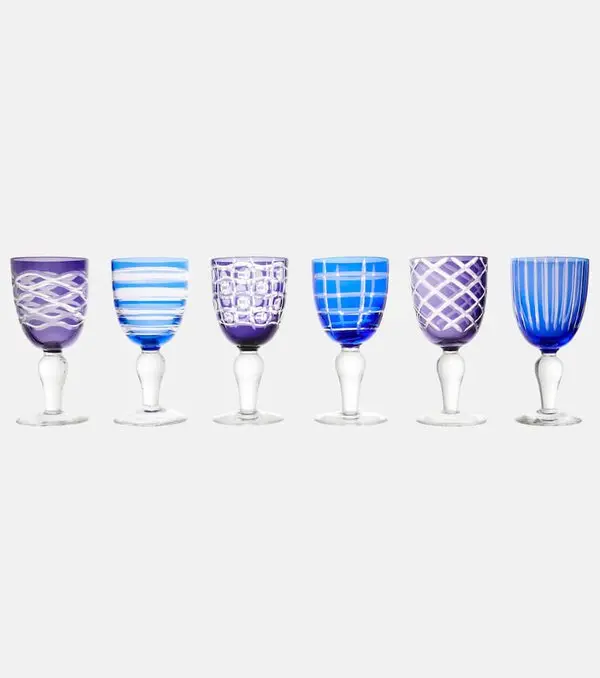 POLSPOTTEN Cobalt Set Of 6 Wine Glasses - Blue