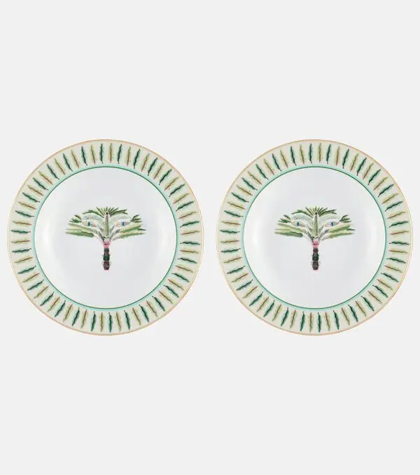 La DoubleJ Eden Set Of 2 Porcelain Soup Plates - Multicoloured