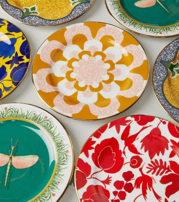 La DoubleJ Libellula Set Of 2 Dessert Plates - Green
