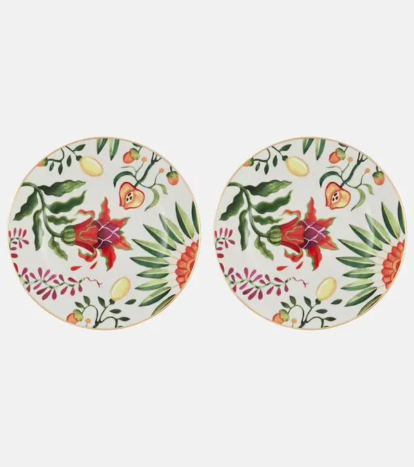 La DoubleJ Eden Set Of 2 Porcelain Dinner Plates - Multicoloured