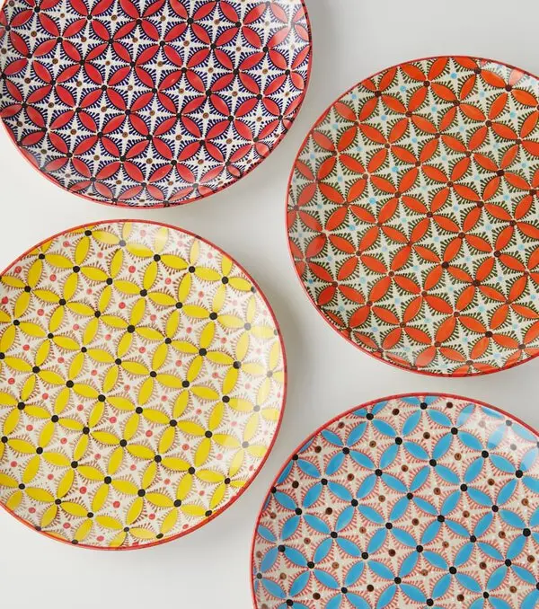POLSPOTTEN Hippy Set Of 4 Ceramic Dinner Plates