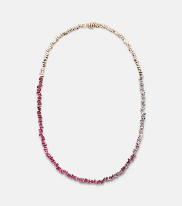 SUZANNE KALAN 18kt Rose Necklace With Diamonds And Sapphires - Gold