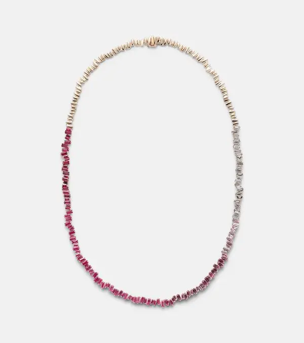 SUZANNE KALAN 18kt Rose Tennis Necklace With Pink Sapphires And Diamonds - Gold