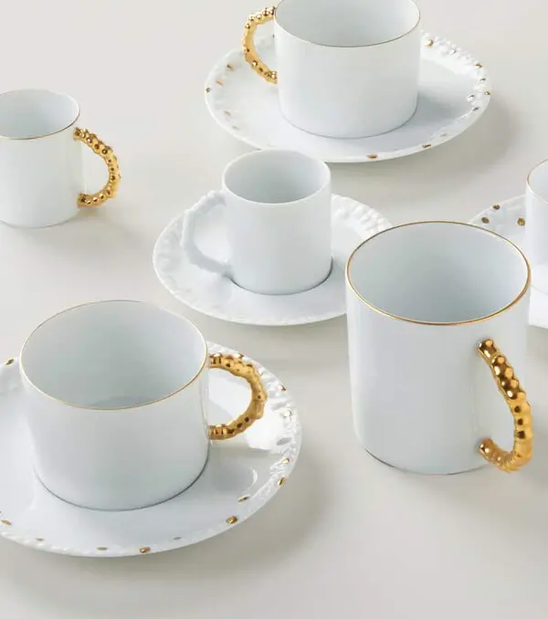 L'Objet Haas Mojave Set Of 2 Teacups And Saucers - White