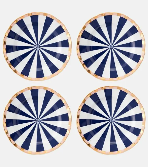 BITOSSI Fortuna Set Of 4 Porcelain Dessert Plates - Blue