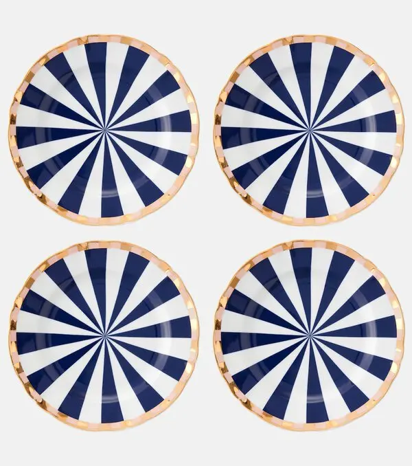 BITOSSI Fortuna Set Of 4 Porcelain Dessert Plates - Blue