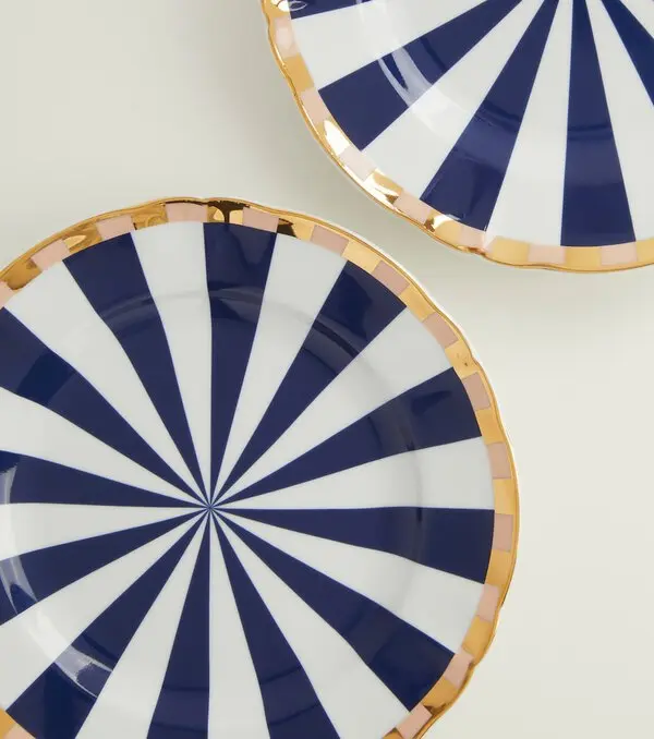 BITOSSI Fortuna Set Of 4 Porcelain Dessert Plates - Blue