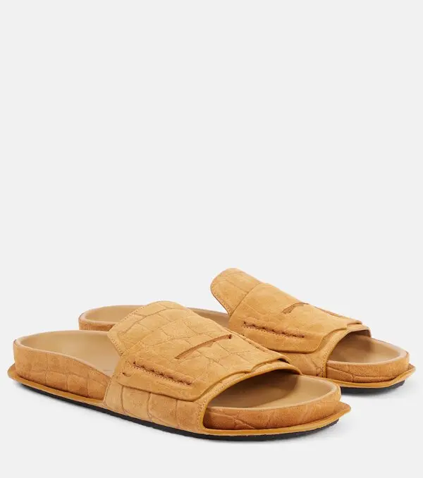 Jacquemus Mocassin Suede Slides - Brown