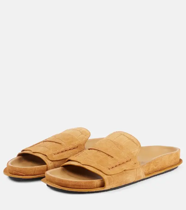 Jacquemus Mocassin Suede Slides - Brown