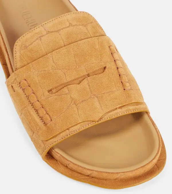 Jacquemus Mocassin Suede Slides - Brown