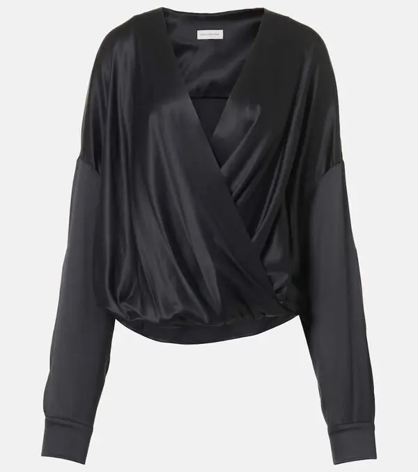 Dries Van Noten Silk-blend Satin Blouse - Black
