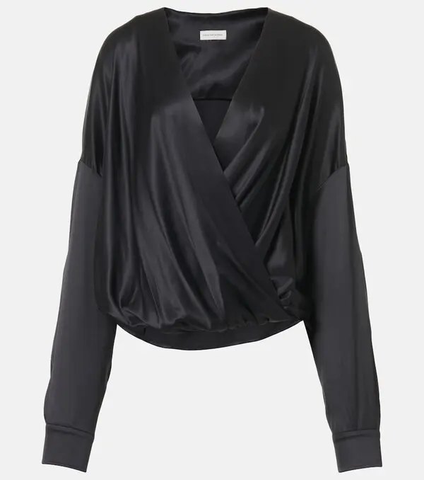 Dries Van Noten Silk-blend Satin Blouse - Black