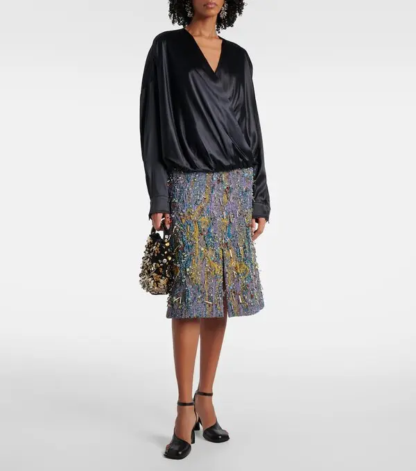 Dries Van Noten Silk-blend Satin Blouse - Black