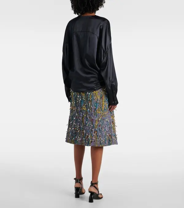 Dries Van Noten Silk-blend Satin Blouse - Black