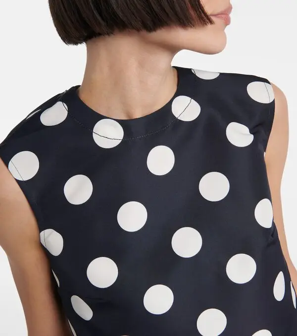 PATOU Polka-dot Faille Crop Top - Blue