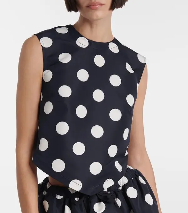 PATOU Polka-dot Faille Crop Top - Blue