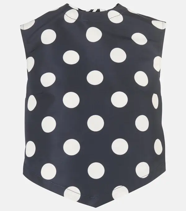 PATOU Polka-dot Faille Crop Top - Blue