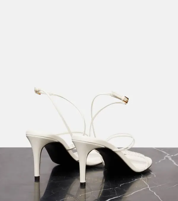 Khaite Loop 75 Embellished Leather Sandals - White