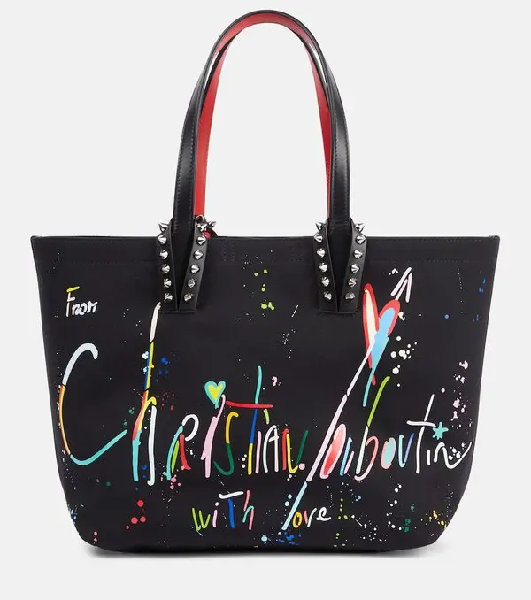 CHRISTIAN LOUBOUTIN Cabata Large Leather-trimmed Canvas Tote Bag - Black
