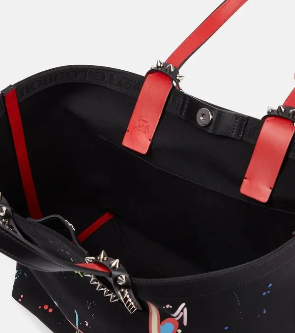 CHRISTIAN LOUBOUTIN Cabata Large Leather-trimmed Canvas Tote Bag - Black