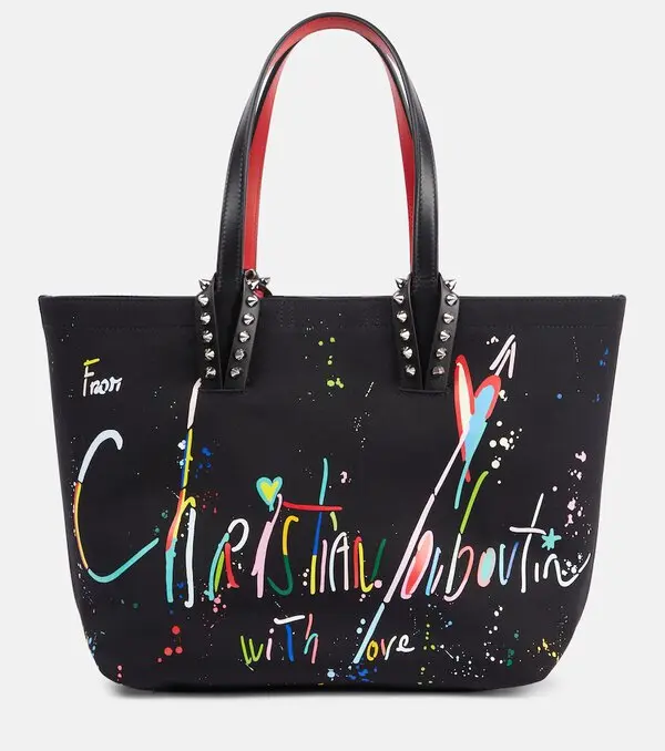 CHRISTIAN LOUBOUTIN Cabata Large Leather-trimmed Canvas Tote Bag - Black