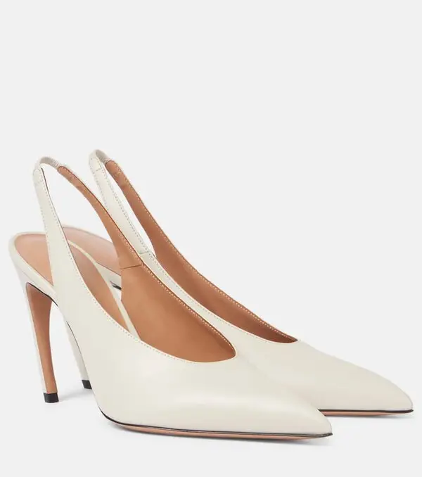 Attico Viper 95 Leather Slingback Pumps - White