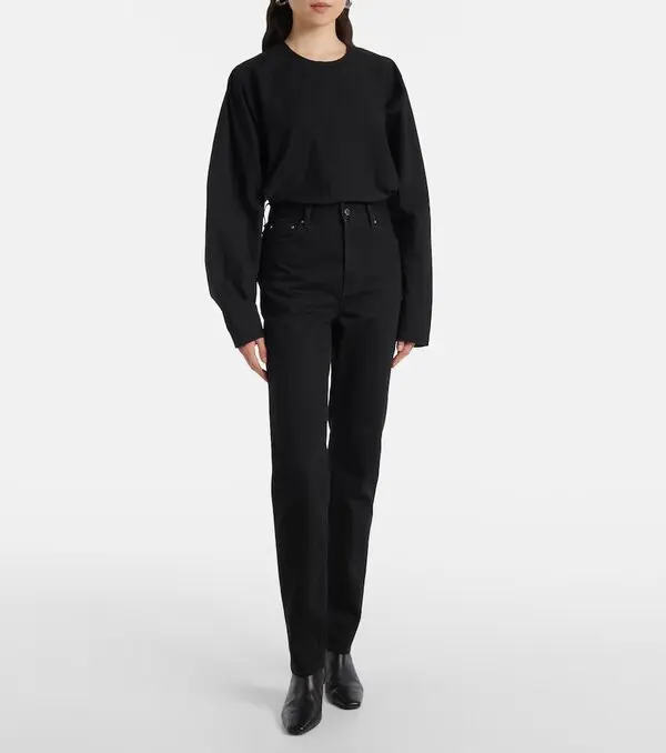 TOTEME High-rise Slim Jeans In Rinsed - Black