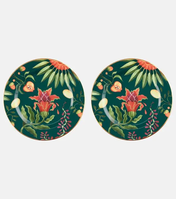 La DoubleJ Dragonfruit Set Of 2 Dessert Plates - Multicoloured