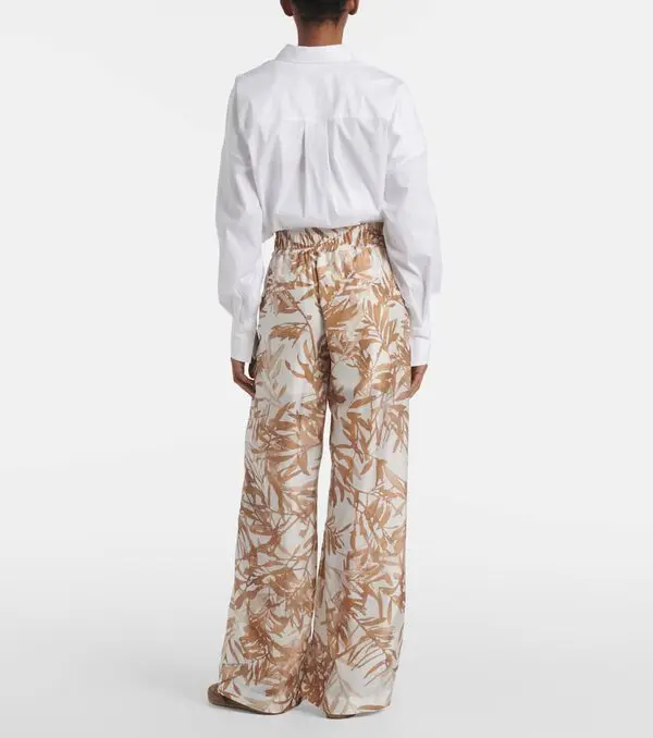 Brunello Cucinelli Printed High-rise Wide-leg Pants