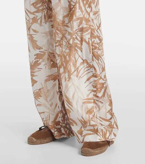 Brunello Cucinelli Printed High-rise Wide-leg Pants