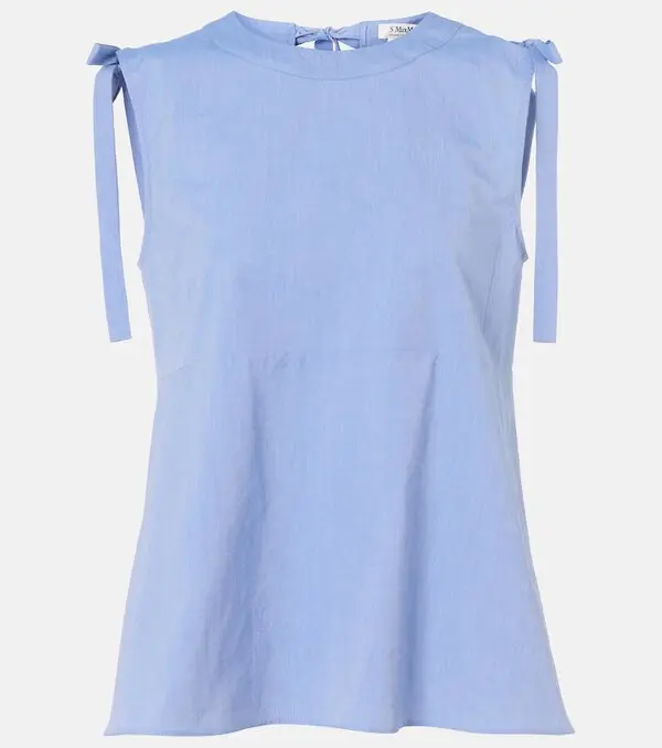 Max Mara Cotton Canvas Tie Top - Blue