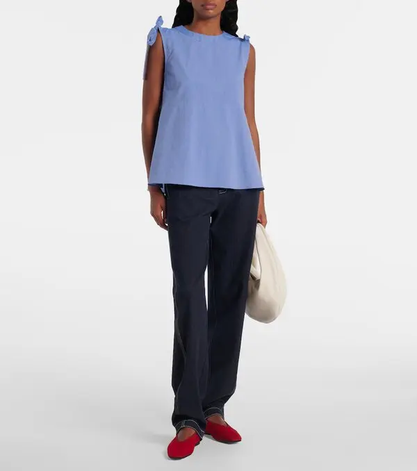 Max Mara Cotton Canvas Tie Top - Blue