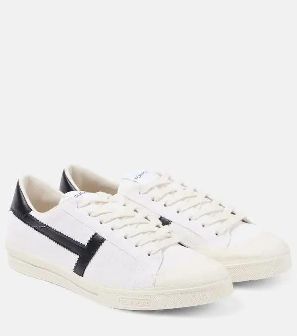TOM FORD Logo Leather Sneakers - White