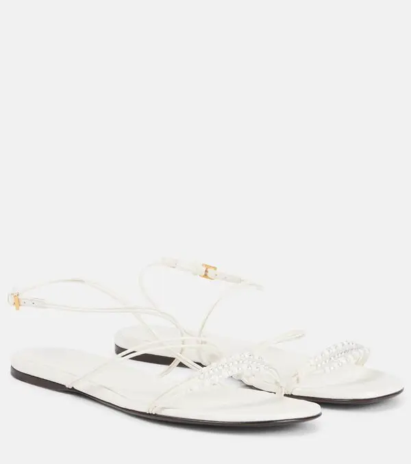 Khaite Loop Leather Sandals - White
