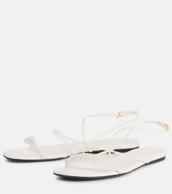Khaite Loop Leather Sandals - White