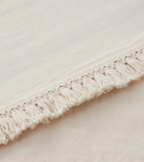 ONCE MILANO Fringed Medium Linen Tablecloth