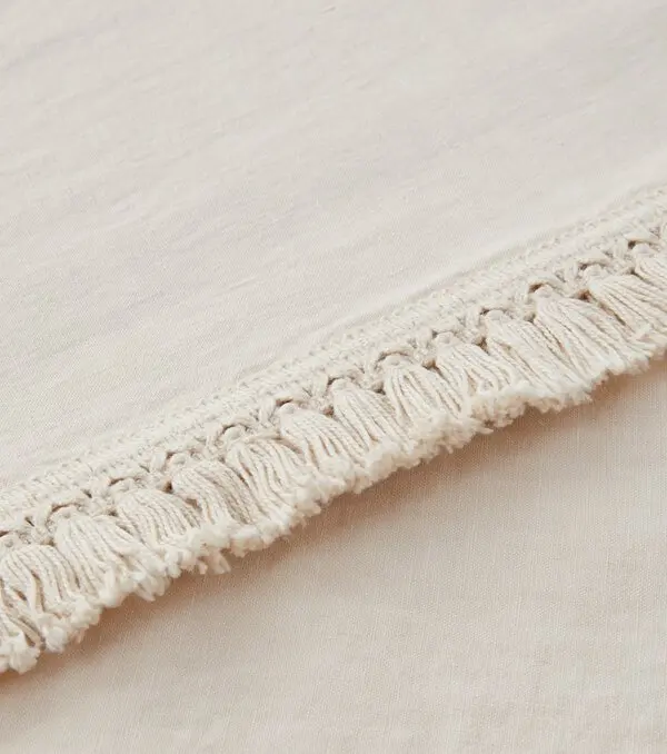ONCE MILANO Fringed Medium Linen Tablecloth