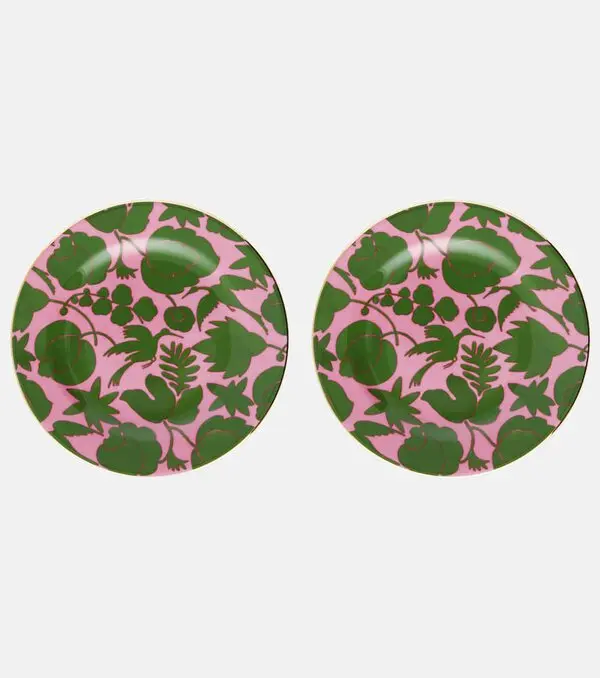 La DoubleJ Wildbird Set Of 2 Dessert Plates - Green
