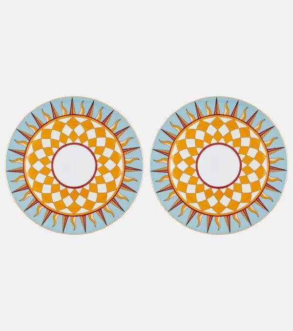 La DoubleJ Ra Set Of 2 Porcelain Dessert Plates - Multicoloured