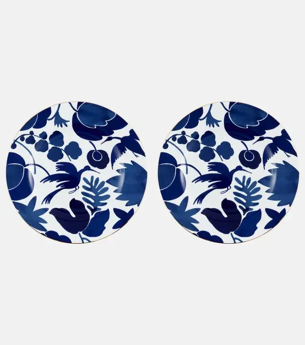 La DoubleJ Wildbird Set Of 2 Dinner Plates - Blue