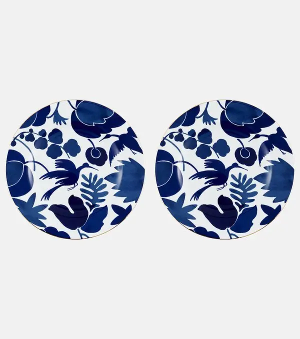 La DoubleJ Wildbird Set Of 2 Dinner Plates - Blue