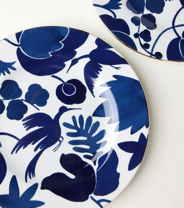 La DoubleJ Wildbird Set Of 2 Dinner Plates - Blue