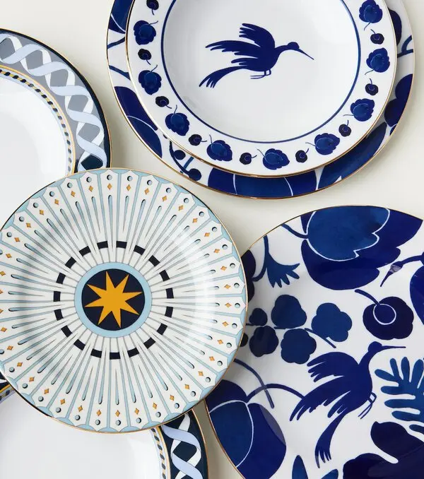 La DoubleJ Wildbird Set Of 2 Dinner Plates - Blue