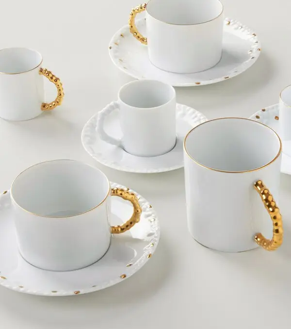 L'Objet Haas Mojave Set Of 6 Espresso Cups And Saucers