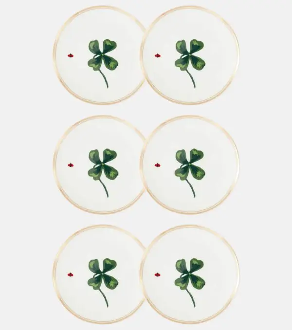 BITOSSI Cloverleaf Set Of 6 Plates - Multicoloured