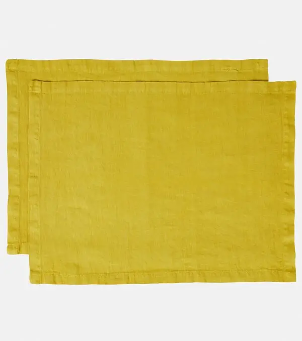 ONCE MILANO Set Of 2 Linen Placemats - Yellow